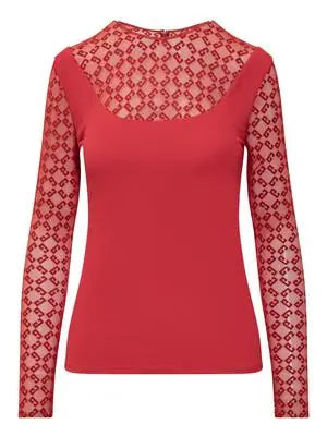 Givenchy Monogram Tulle Slim Fit Top - Red