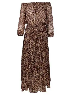 Isabel Marant Étoile Off-the-shoulder Leopard Print Maxi Dress - Brown