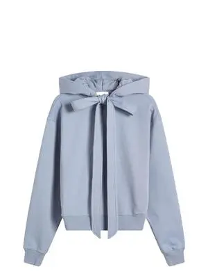J.W.ANDERSON Organic Cotton Hoodie With Tie Detail - Blue