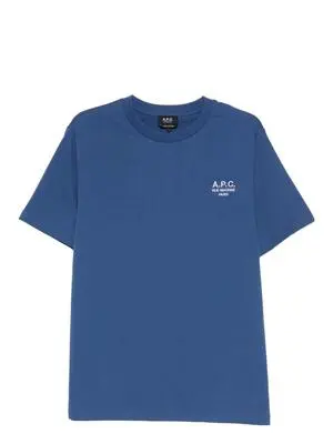 A.p.c. Logo Embroidered Crewneck T-shirt - Blue