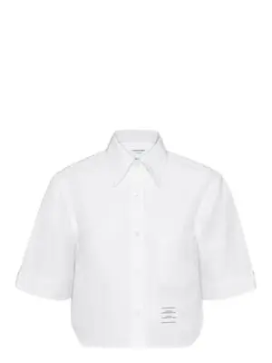 THOM BROWNE Thom Browne Cropped Shirt With Lapel And Pocket