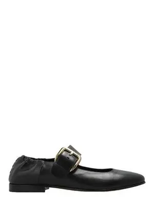Bottega Veneta Bottega Veneta Crinkled Astaire Flats With Buckle Black