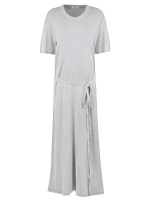 LEMAIRE Belted Crewneck T-shirt Dress - White