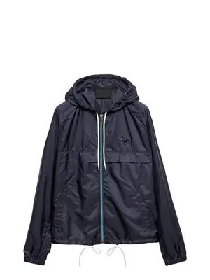 PRADA Prada Logo Plaque Zip-Up Hooded Jacket