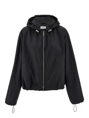 FERRAGAMO Monogram Windbreaker Jacket - Black