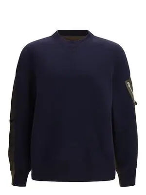 Sacai Crewneck Sweatshirt With Paneled Design - Black