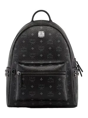 Mcm Stark Studded Monogram Backpack - Black