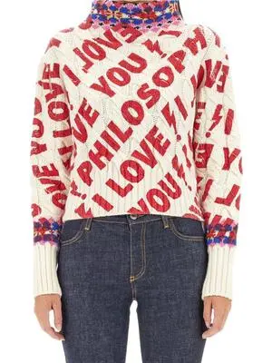 Philosophy Di Lorenzo Serafini I Love You Philosophy" High Neck Knit Jumper - Black