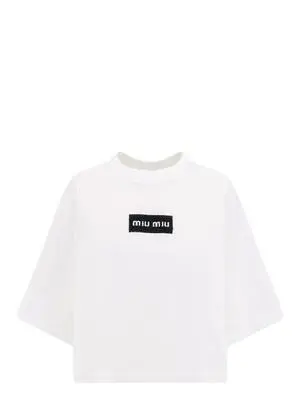 MIU MIU Miu Miu Cropped T-Shirt With Logo Embroidery
