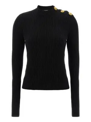 BALMAIN Balmain Ribbed Cashmere And Virgin Wool Pullover With Embellished Buttons