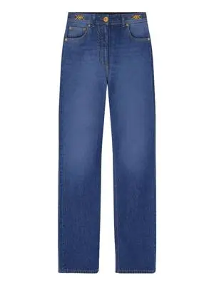 Versace High-waisted Straight-leg Jeans With Medusa '95 Hardware - Blue