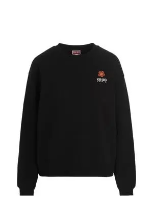 Kenzo Boke Flower Logo Embroidered Crewneck Sweatshirt - Black