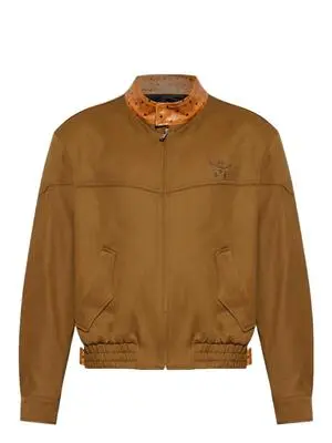 Mcm Zip-up Jacket With Stand Collar - Brown