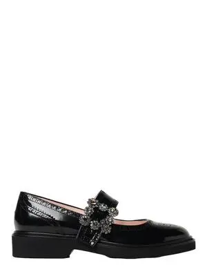 ROGER VIVIER Patent Leather Embellished Mary Jane Shoes - Black