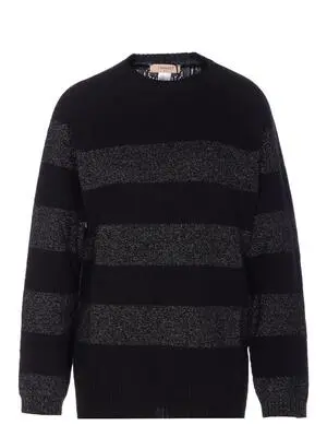 TWINSET Striped Crewneck Sweater - Black