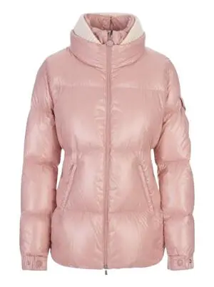 Moncler Quilted Down Jacket With Stand Collar - Pink