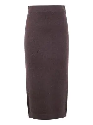 TWINSET Knit Midi Skirt With Logo Detail - Black