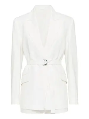 Brunello Cucinelli Brunello Cucinelli Belted Waist Jacket White