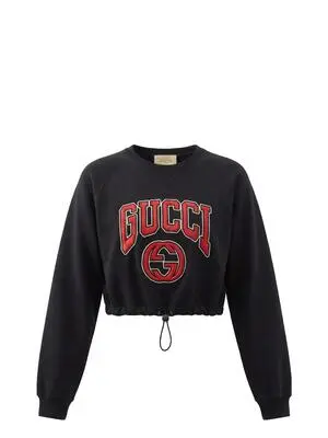 Gucci Cropped Logo Sweatshirt - Black