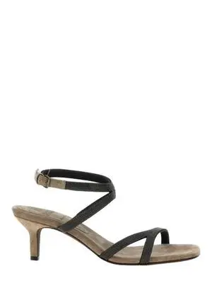 Brunello Cucinelli Embellished Strappy Sandals - Gray
