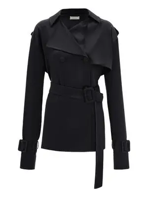 FERRAGAMO Double-breasted Belted Trench Coat - Black
