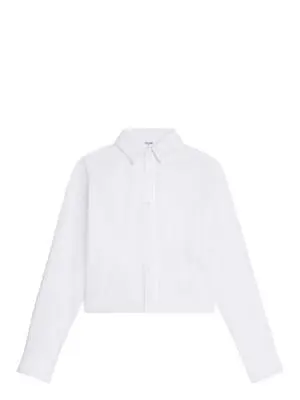 CELINE Celine Cropped Striped Cotton Shirt With TRIOMPHE Embroidery