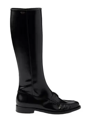 Prada Ruched Zipped Boots - Black