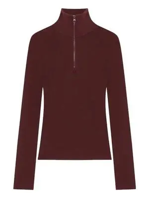 COURREGES Courrèges Zipped Mock Neck Jumper Burgundy