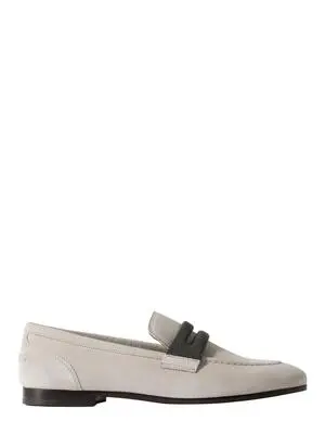 Brunello Cucinelli Bead-embellished Loafers - Light Gray