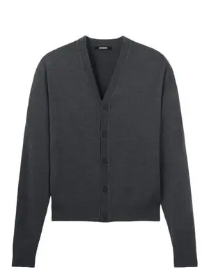 Jacquemus V-neck Knitted Cardigan - Dark Gray