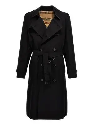 Burberry Heritage Kensington Double Breasted Belted Trench Coat - Black