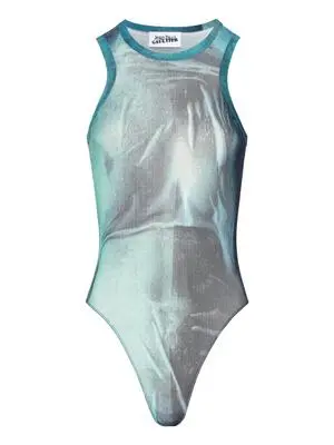JEAN PAUL GAULTIER Sleeveless Printed Bodysuit - Blue