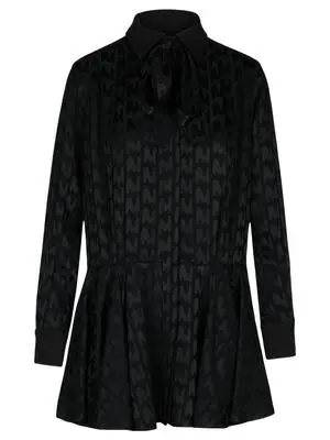 MSGM All-over "m" Letter Combination Long-sleeved Dress - Black