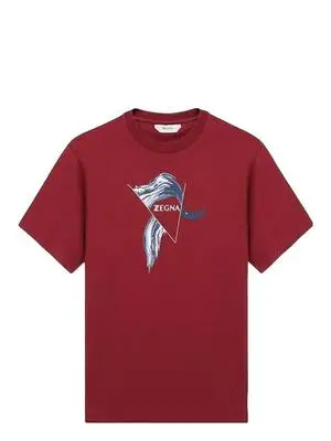 Zegna Logo Printed Short Sleeves - Red