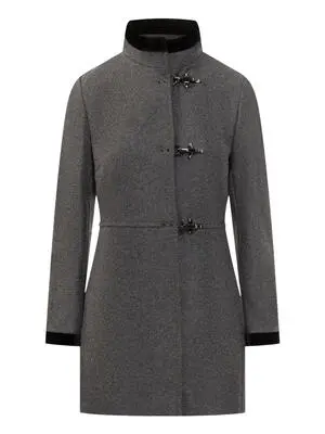 FAY Virginia Wraparound Collar Coat - Black