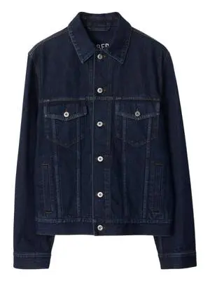 BURBERRY Burberry Button-Up Denim Jacket With Equestrian Knight Suede Patches