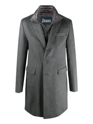 Herno Single-breasted Layered Coat - Black