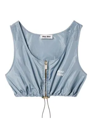 Miu Miu Technical Silk Cropped Top - Astral Blue