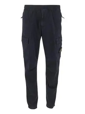 Stone Island Logo Patch Tapered Cargo Trousers - Blue