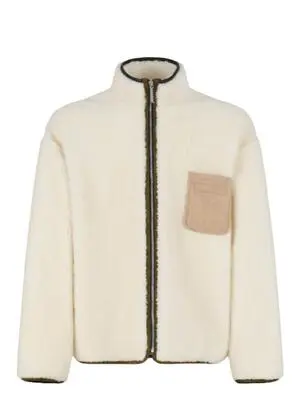 Marni Shearling Jacket With Leather Piping - Cream