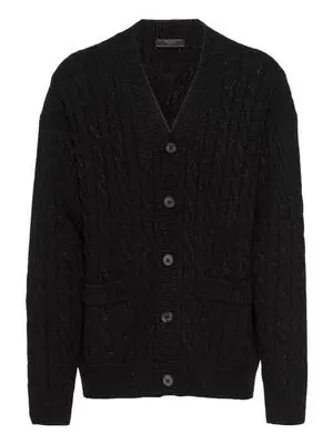 Prada Cable Knit Cardigan - Black