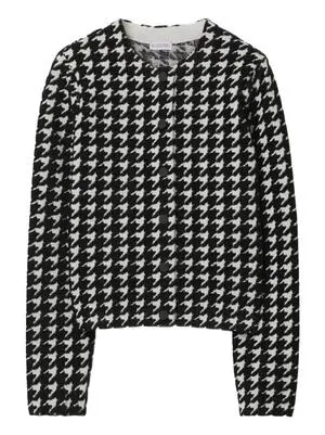 Burberry Houndstooth-pattern Crewneck Buttoned Cardigan - Black