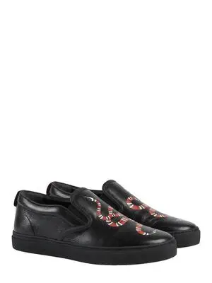 Gucci Printed Casual Slip-on Sneakers - Black