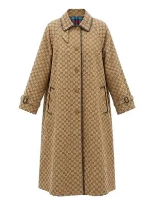 Gucci Reversible Gg Plaid Coat - Camel/ebony