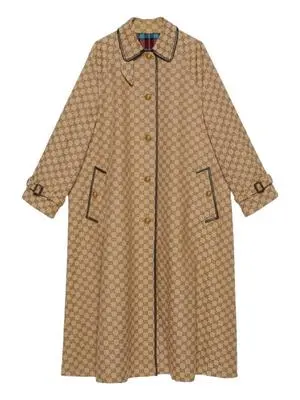 Gucci Reversible Gg Plaid Coat - Camel/ebony