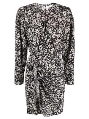 Isabel Marant Étoile Floral Print Long Sleeve Mini Dress - Black