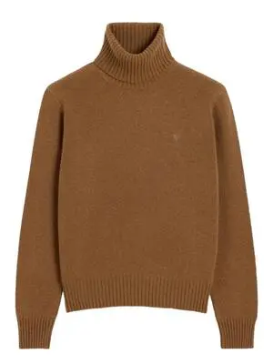 Ami Ami Paris Ami De Coeur Roll Neck Sweater Brown