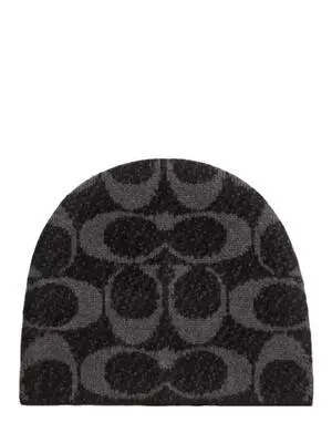 COACH Logo-patterned Beanie - Black