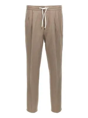 Brunello Cucinelli Drawstring Tapered Leg Trousers - Gray