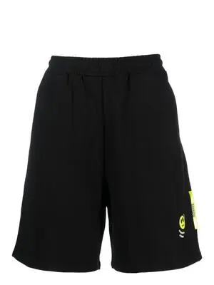 BARROW Logo Printed Straight Hem Shorts - Black